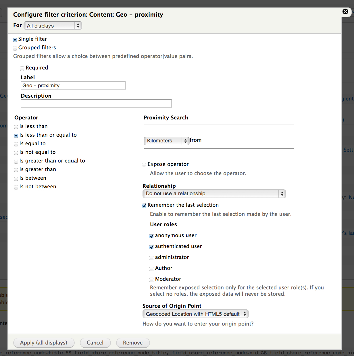 Geofield plugin to extend proximity filtering based on postal address with option to use HTML5 ...